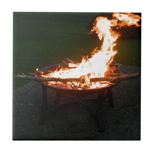 Fire pit bonfire image ceramic tile | Zazzle