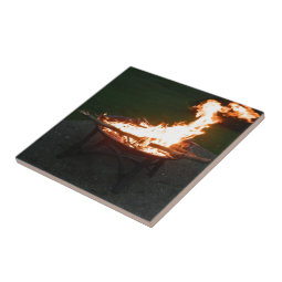 Fire pit bonfire image ceramic tile | Zazzle