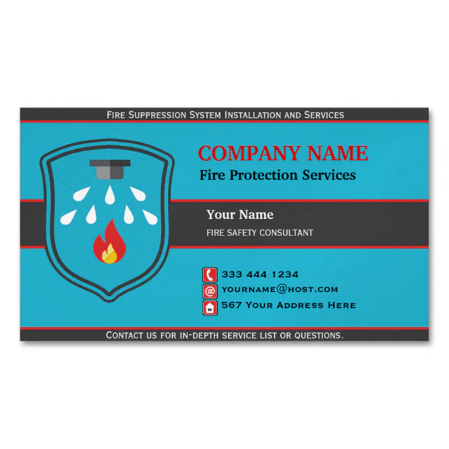 Fire Protection Shield Magnetic Business Card | Zazzle