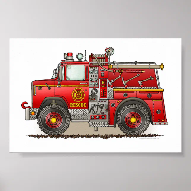Fire Pumper Rescue Truck Poster | Zazzle