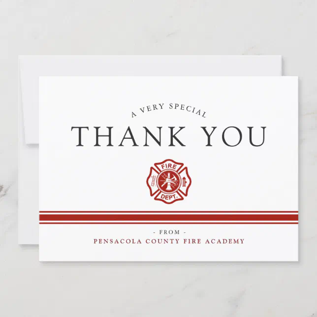 Fire Rescue Academy Custom Thank You Card | Zazzle