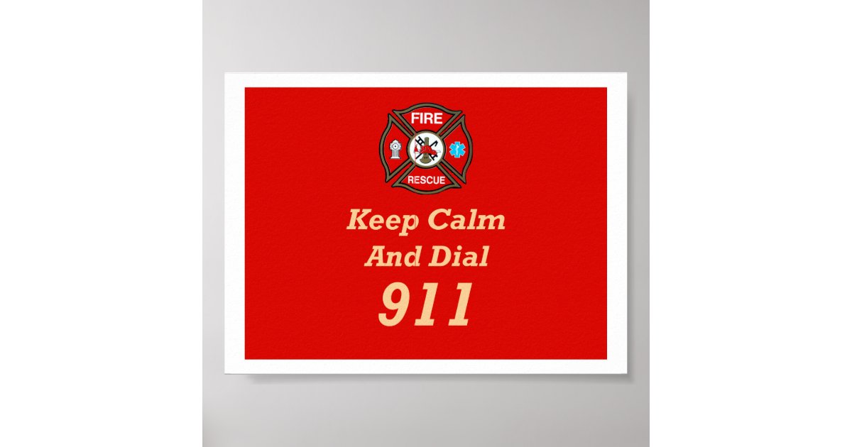 Fire Rescue Emergency Dial 911 Poster | Zazzle