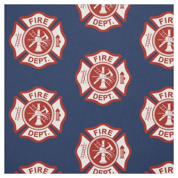 Fire Rescue Maltese Cross Symbol Black Fabric | Zazzle