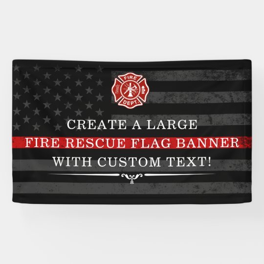 Fire Rescue Themed American Flag Dark Backdrop Banner | Zazzle.com