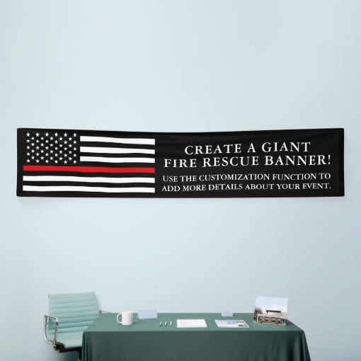 Fire Rescue Themed American Flag Long Banner | Zazzle