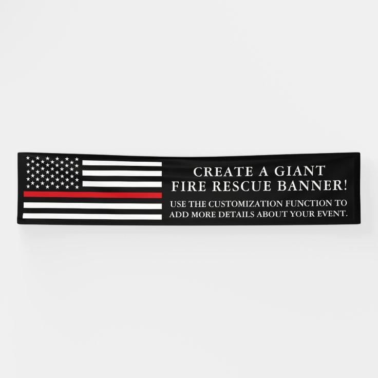 Fire Rescue Themed American Flag Long Banner | Zazzle