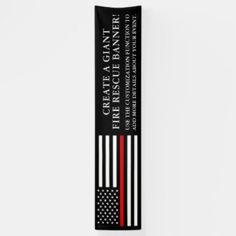 Fire Rescue Themed American Flag Long Banner | Zazzle