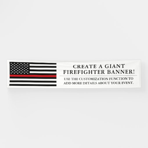 Fire Rescue Themed American Flag Long White Banner | Zazzle