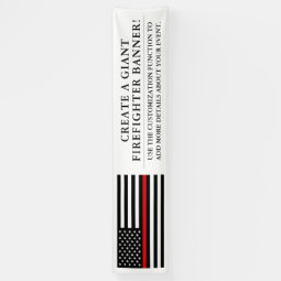 Fire Rescue Themed American Flag Long White Banner | Zazzle