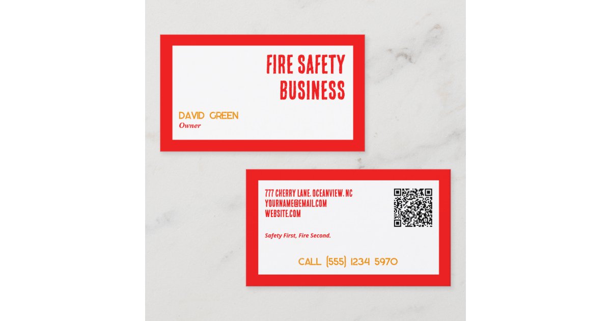 Fire Safety Custom QR Business Card | Zazzle
