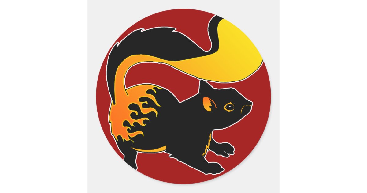 Fire Squirrel Classic Round Sticker | Zazzle