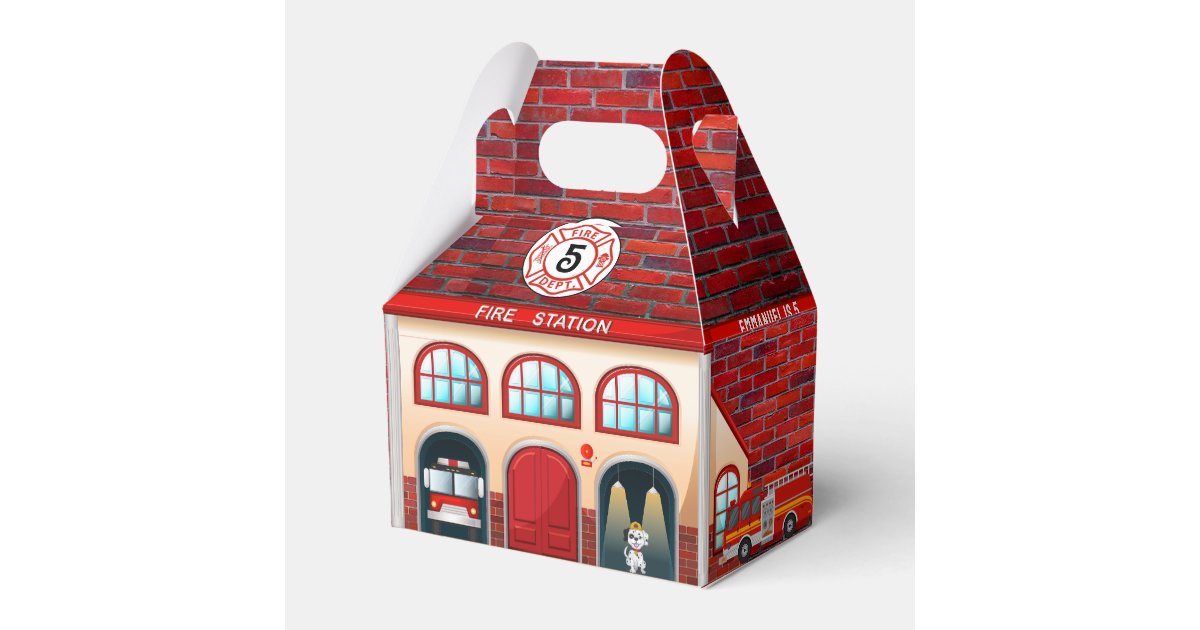 Fire Station House | Firefighter Birthday Party Favor Boxes | Zazzle