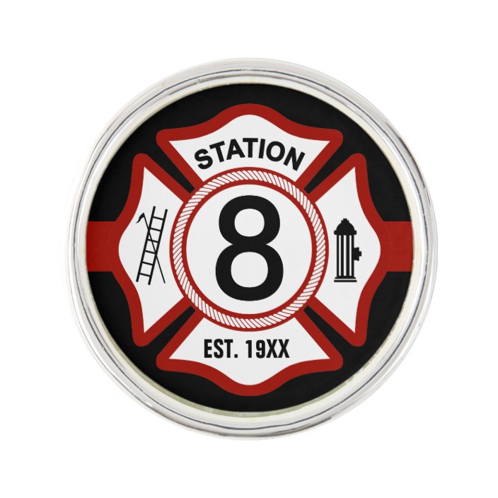 Fire Station Number Custom Lapel Pin | Zazzle.com