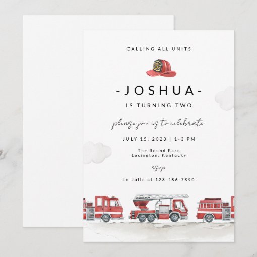 Fire truck Birthday Invitation, Fire station Invitation | Zazzle