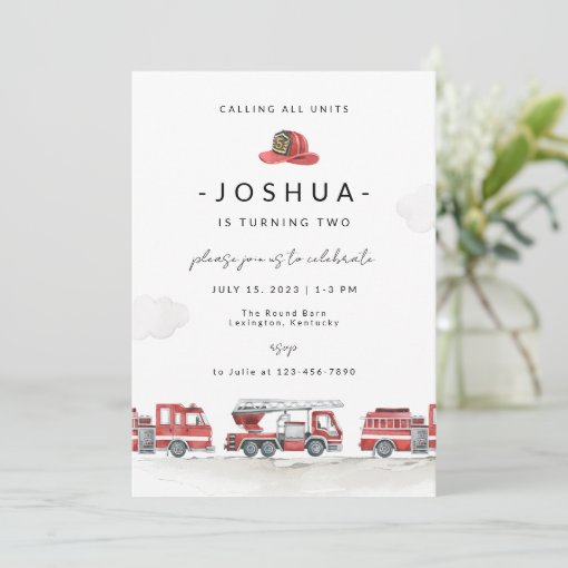 Fire truck Birthday Invitation, Fire station Invitation | Zazzle