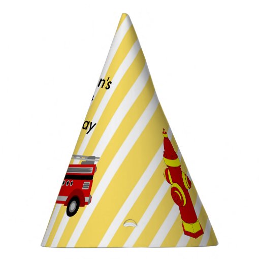 Fire truck birthday party personalized party hat | Zazzle