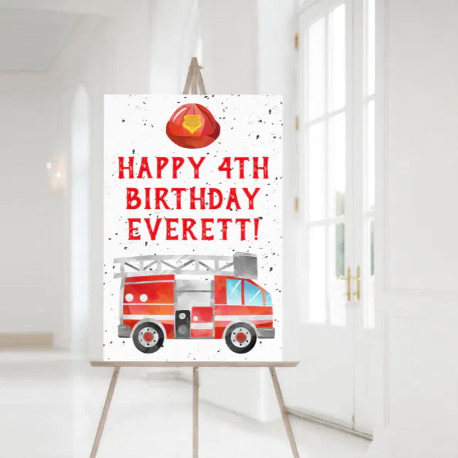 Fire Truck Birthday Party Welcome Sign | Zazzle