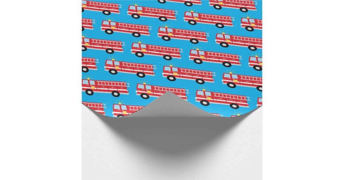 Fire Truck Birthday Party Wrapping Paper | Zazzle