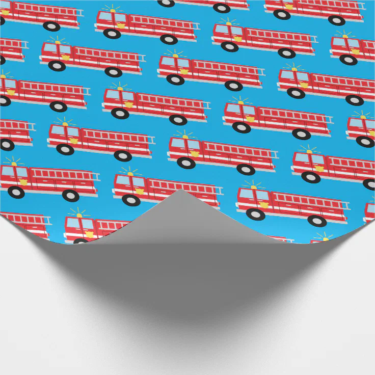 Fire Truck Birthday Party Wrapping Paper | Zazzle