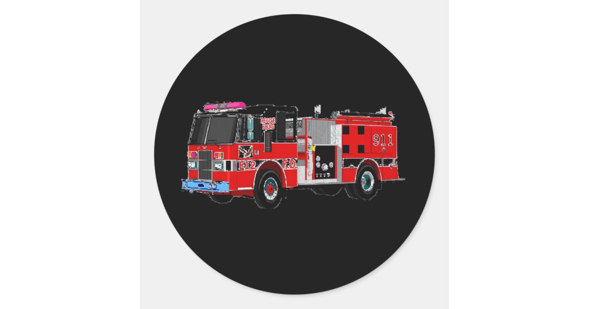 FIRE TRUCK CLASSIC ROUND STICKER | Zazzle.com