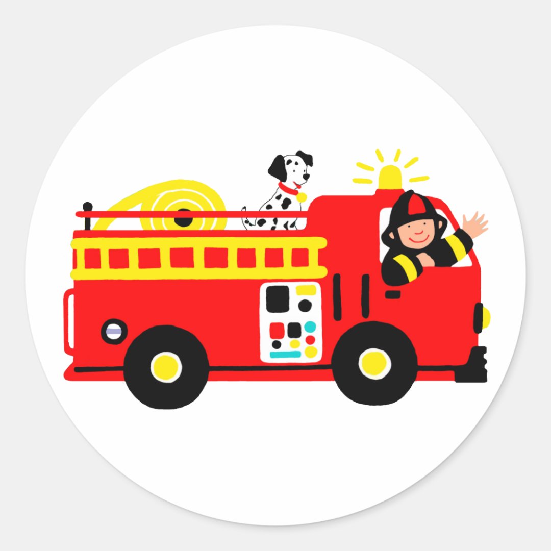Fire Truck Classic Round Sticker | Zazzle