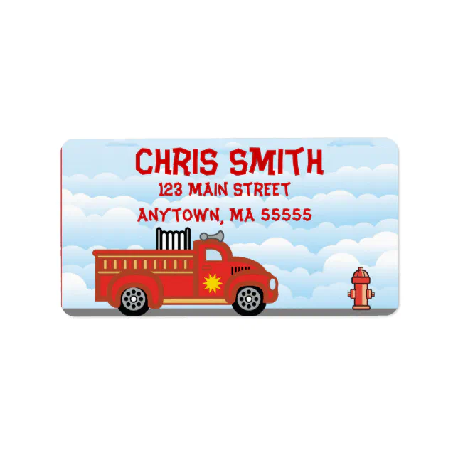 Fire Truck Engine Address Labels | Zazzle