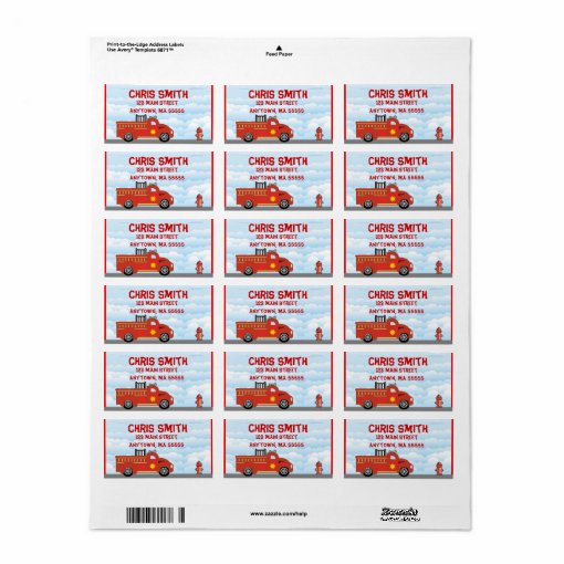 Fire Truck Engine Address Labels | Zazzle