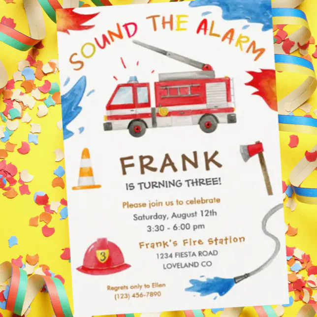 Fire Truck Fire Engine Birthday Party Invitation | Zazzle
