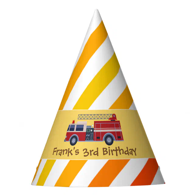 Fire Truck Fire Engine Birthday Party Party Hat | Zazzle