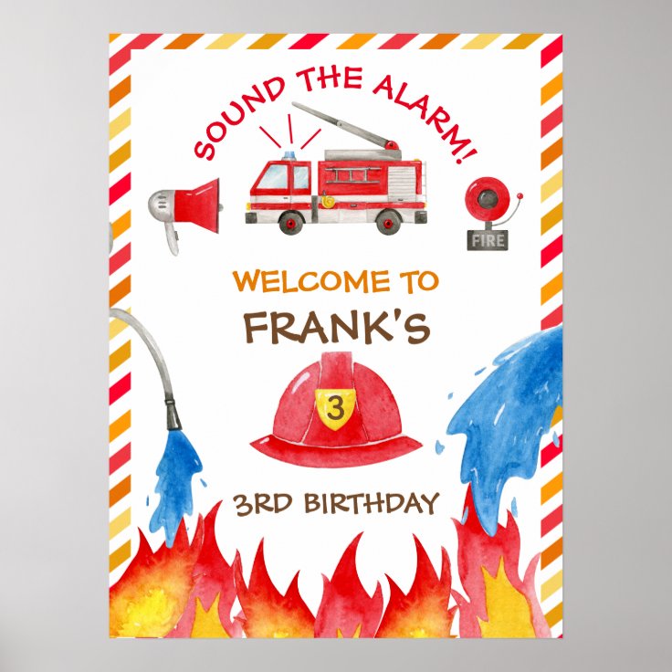 Fire Truck Fire Engine Birthday Party Welcome Sign | Zazzle
