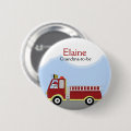 Fire Truck Firemen NAME TAG Custom Button | Zazzle