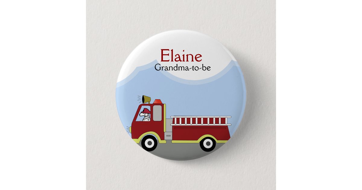 Fire Truck Firemen NAME TAG Custom Button | Zazzle