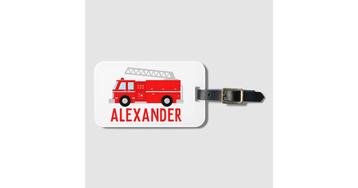 Fire Truck Name Luggage Tag | Zazzle