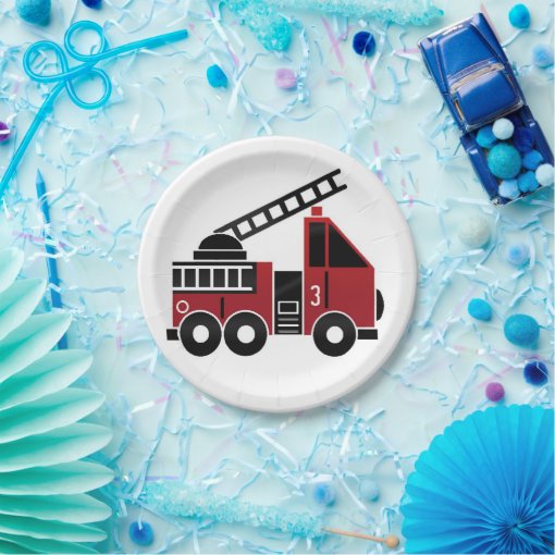 Fire truck paper plate | Zazzle