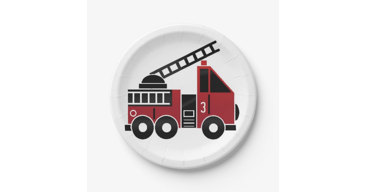 Fire truck paper plate | Zazzle