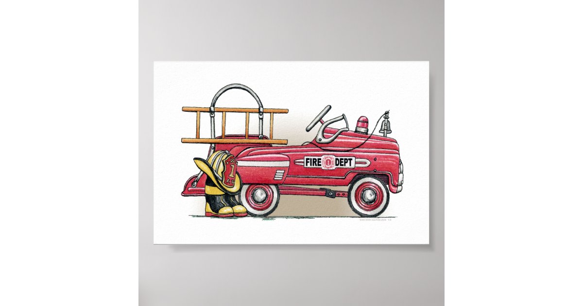 Fire Truck Pedal Car Poster | Zazzle