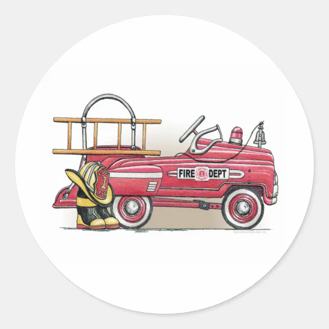 Fire Truck Pedal Car Sticker | Zazzle