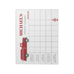 Fire Truck Potty Chart Personalized Name & Tasks Notepad | Zazzle