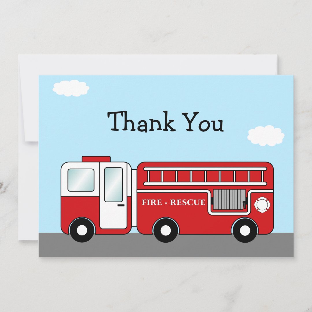 Fire Truck Thank You Card | Zazzle