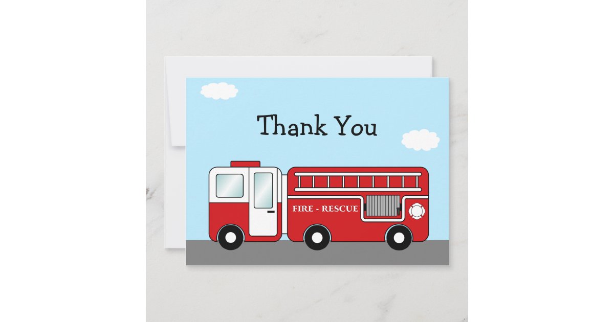 Fire Truck Thank You Card | Zazzle
