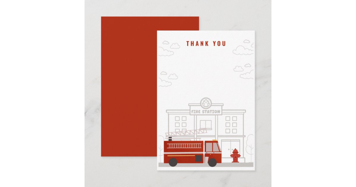 Fire Truck Thank You Card | Zazzle