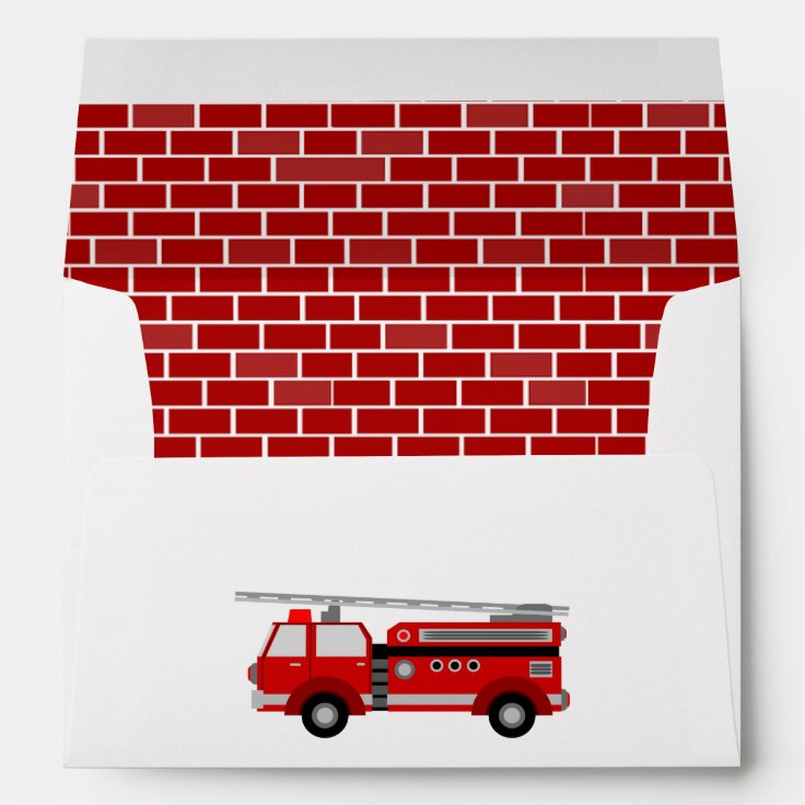 Fire Truck Theme Birthday Party Envelope | Zazzle