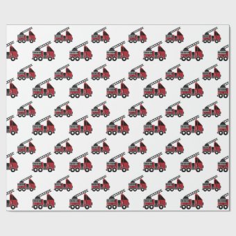 Fire trucks wrapping paper | Zazzle