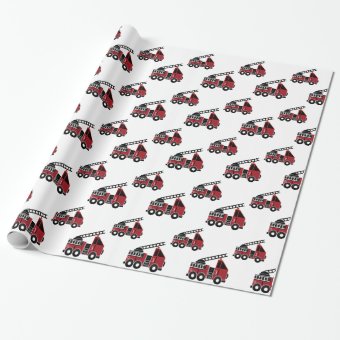 Fire trucks wrapping paper | Zazzle
