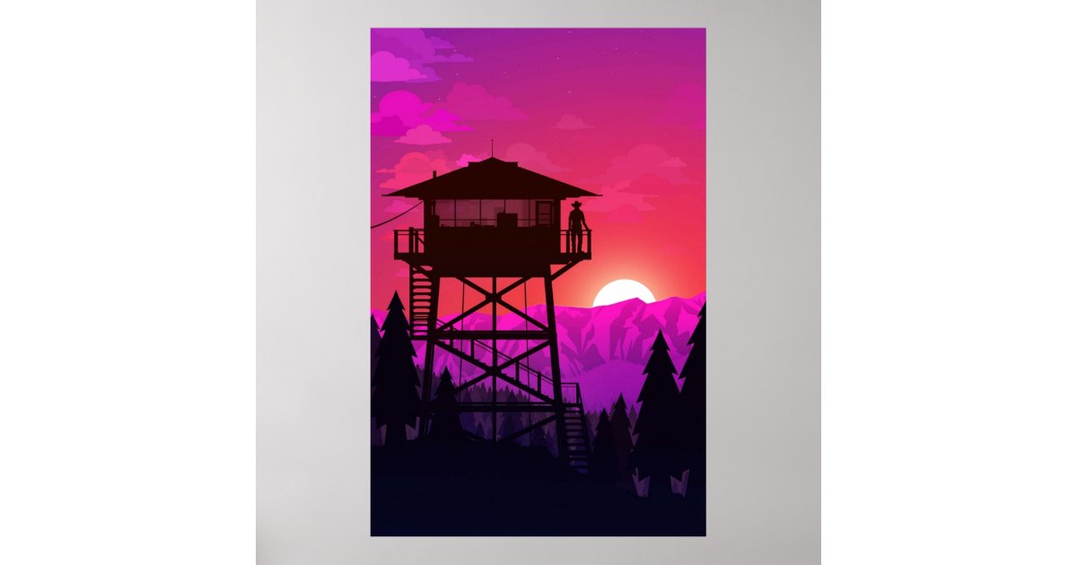 Fire Watch Lookout Tower Poster | Zazzle