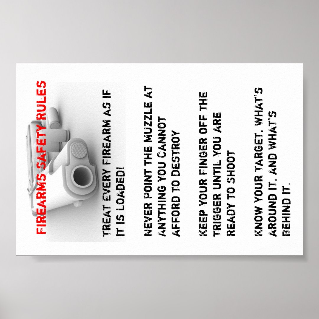 Firearm Safety Rules Poster | Zazzle