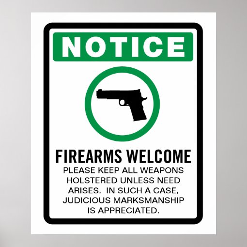Firearms Allowed Poster | Zazzle