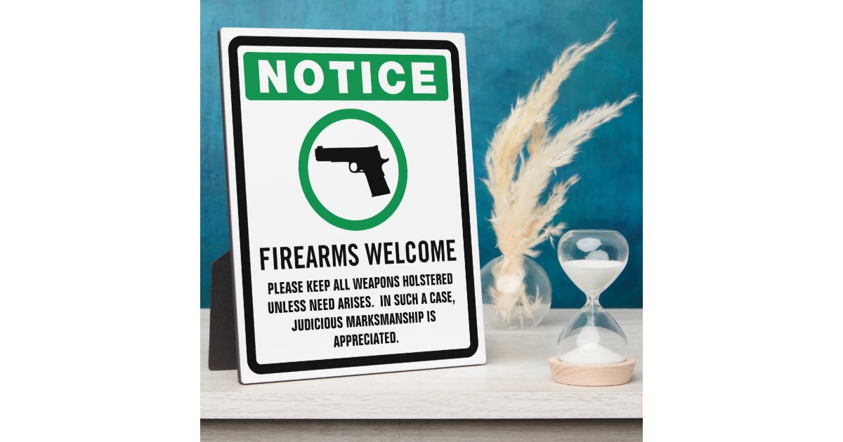 Firearms Welcome Plaque | Zazzle