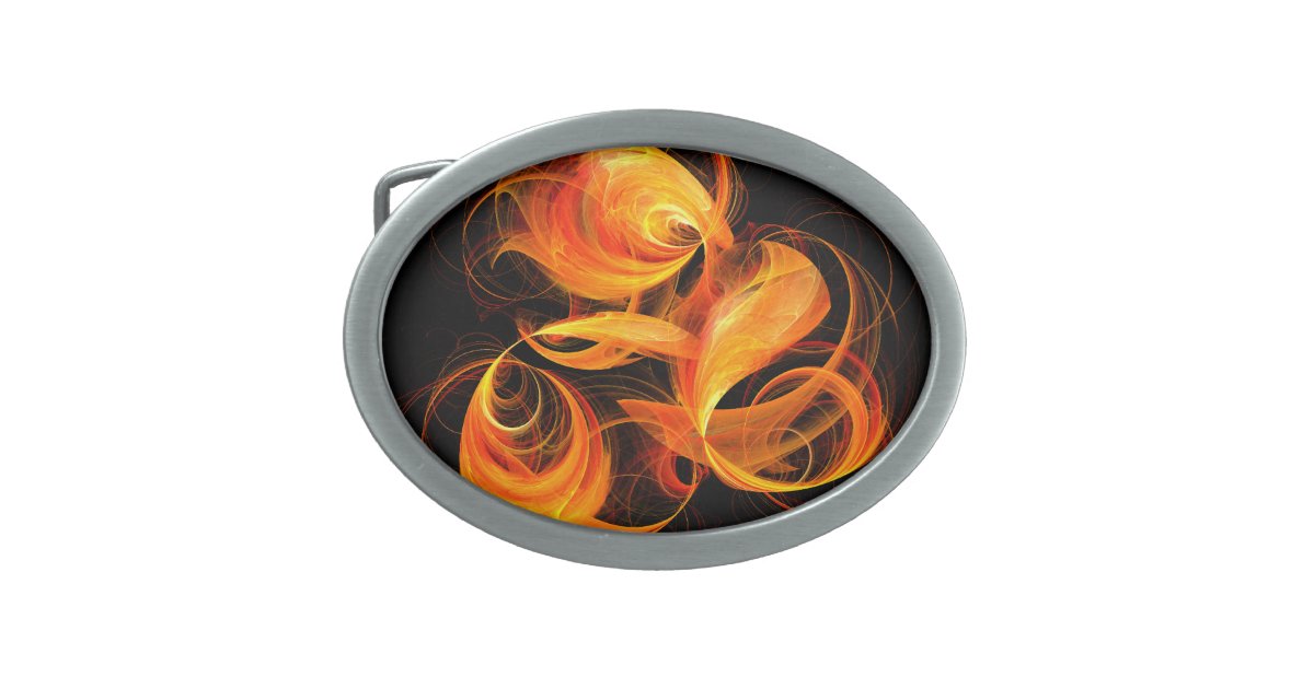 Fireball Abstract Art Oval Belt Buckle | Zazzle