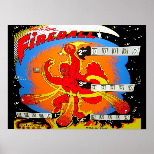 Fireball Pinball Poster | Zazzle